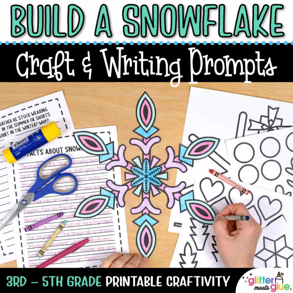 Snowflake Coloring Craft – Printable Template & Writing Activity