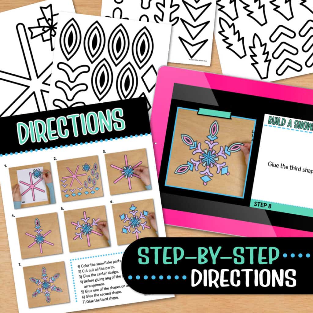 Snowflake Coloring Craft – Printable Template & Writing Activity