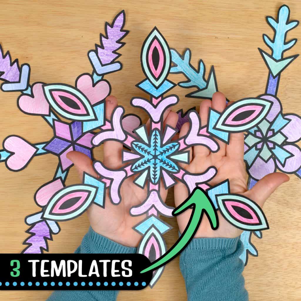 Snowflake Coloring Craft – Printable Template & Writing Activity