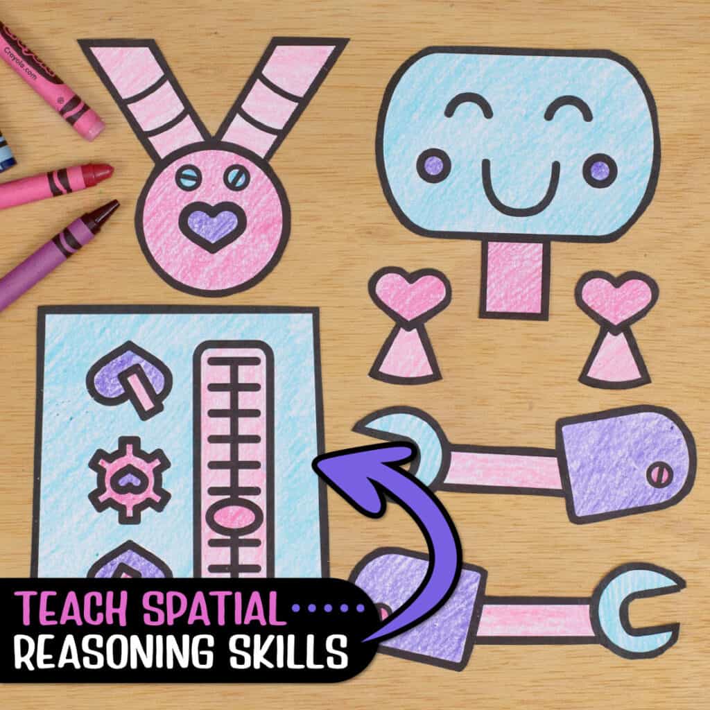 Valentine Robot Coloring Craft – 3rd Grade Valentine's Day Activity