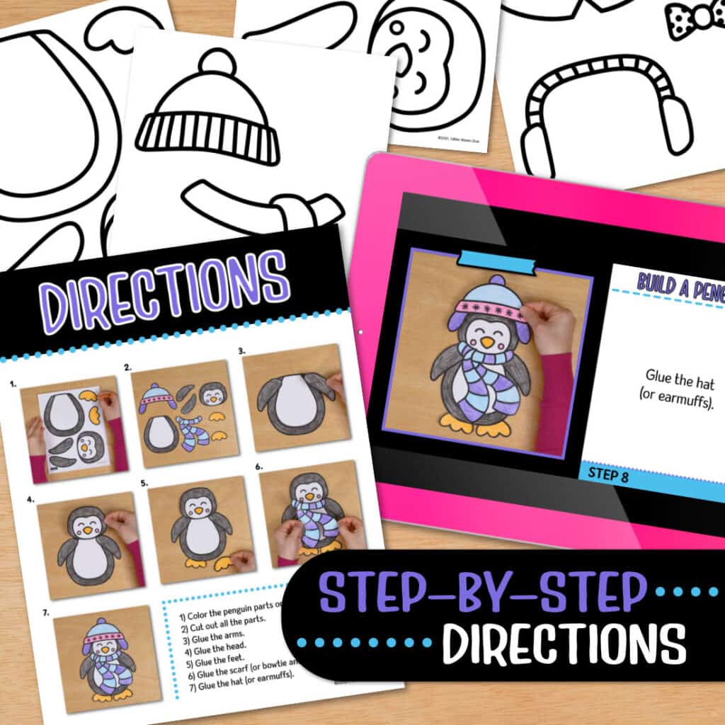 Penguin Coloring Craft – Template & Winter Crafts for 1st Grade