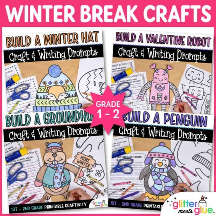 After Winter Break Craft & Writing Prompts Bundle (1st - 2nd)