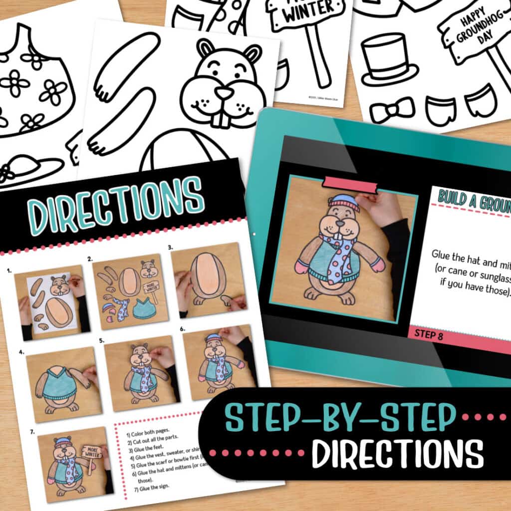 Groundhog Day Coloring Craft – Winter Writing Activity & Template