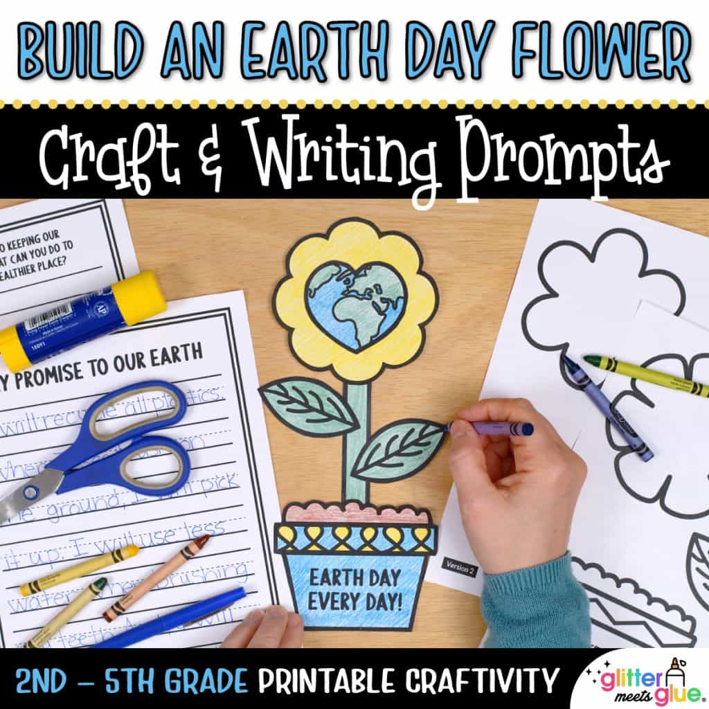 Earth Day Coloring Craft – Template & Writing Activity for April
