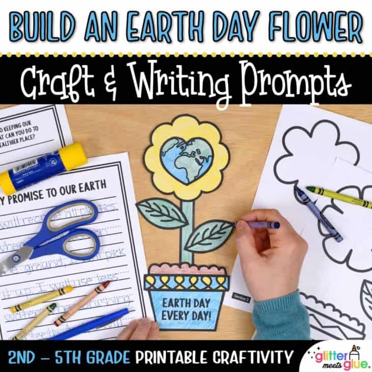 Earth Day Coloring Craft – Template & Writing Activity for April