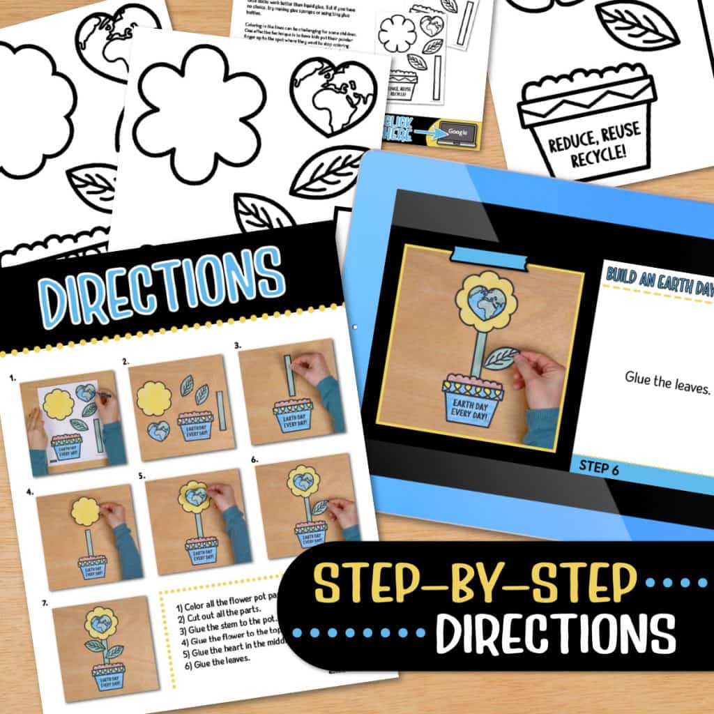 Earth Day Coloring Craft – Template & Writing Activity for April