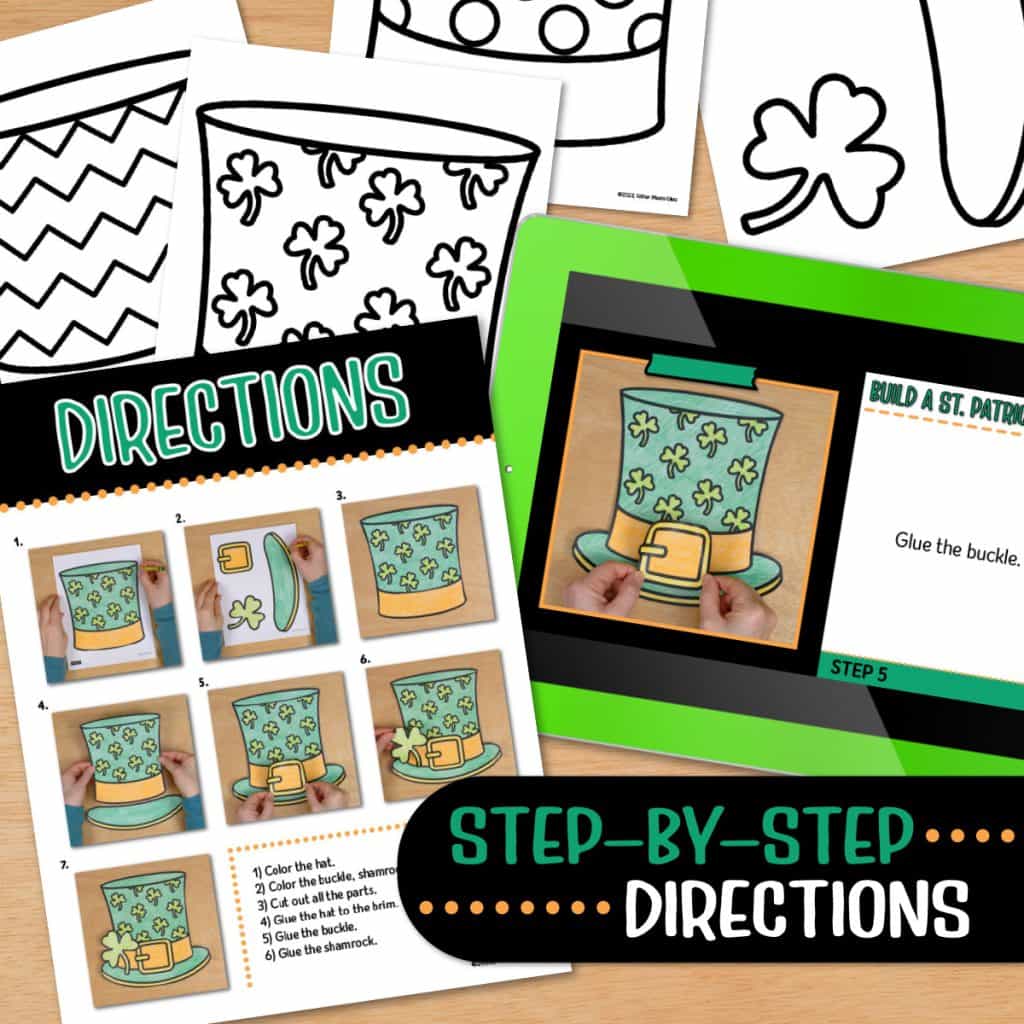 Saint Patricks Day Coloring Craft – Template & Writing Activities