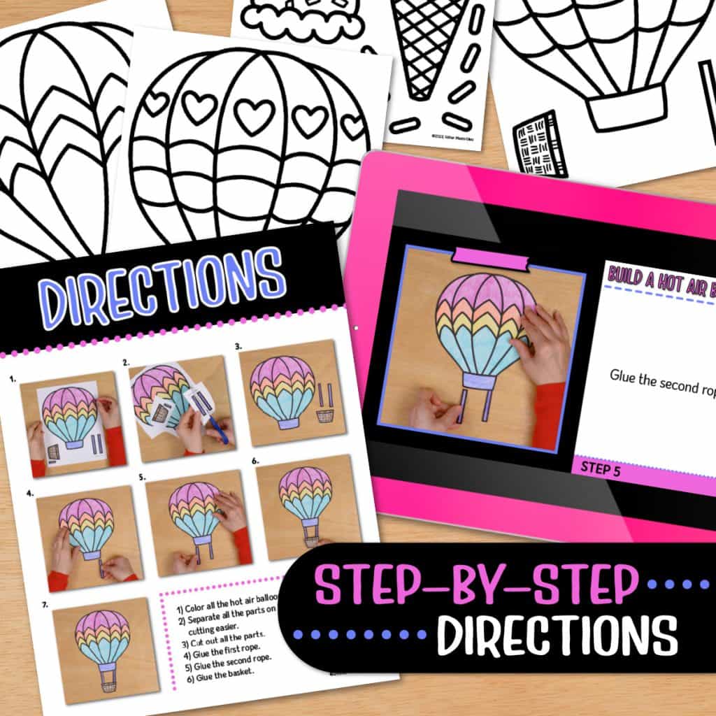 Hot Air Balloon Coloring Craft – Summer Writing Activity & Template