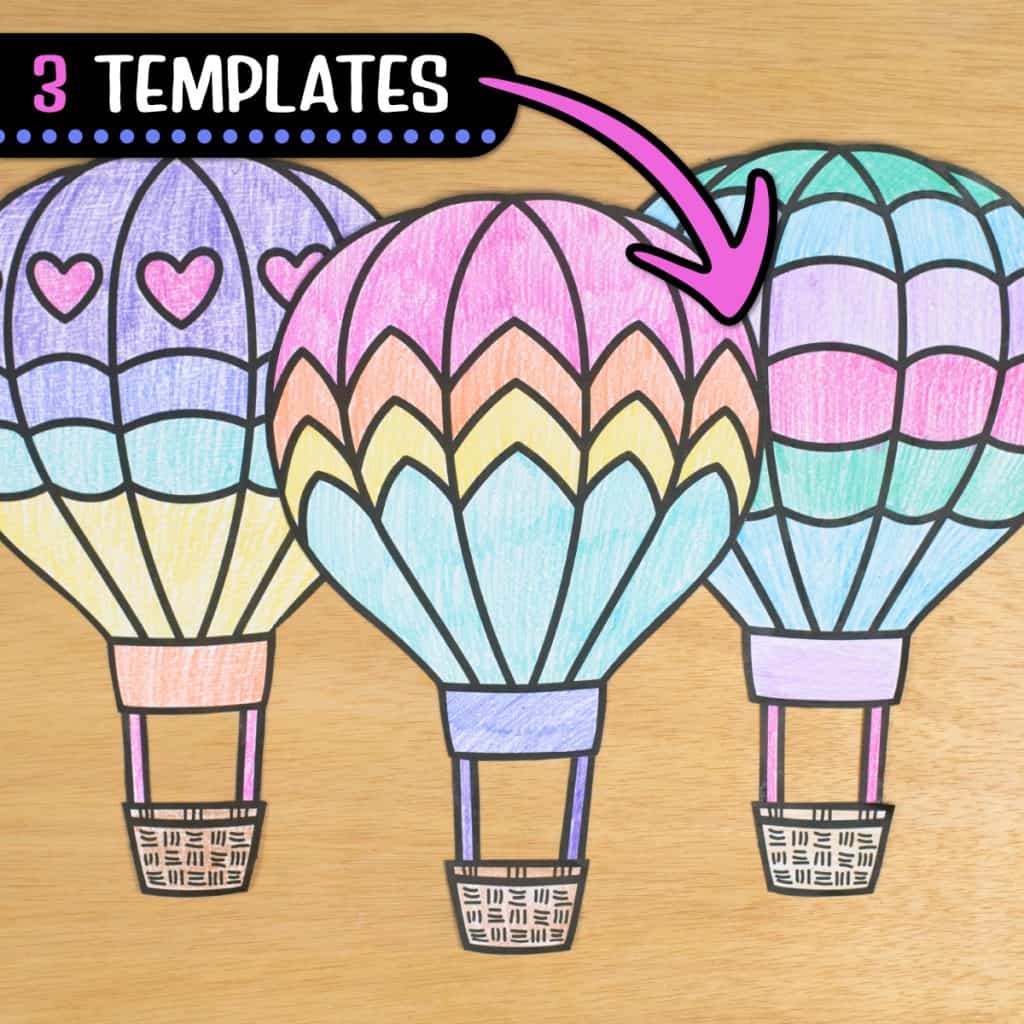 Hot Air Balloon Coloring Craft – Summer Writing Activity & Template