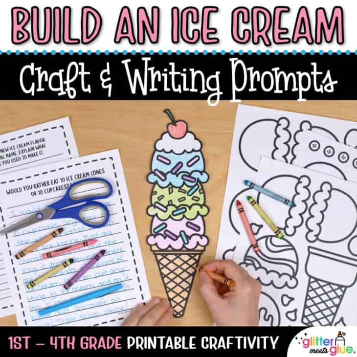 Ice Cream Coloring Craft – Summer Writing Activity & Template