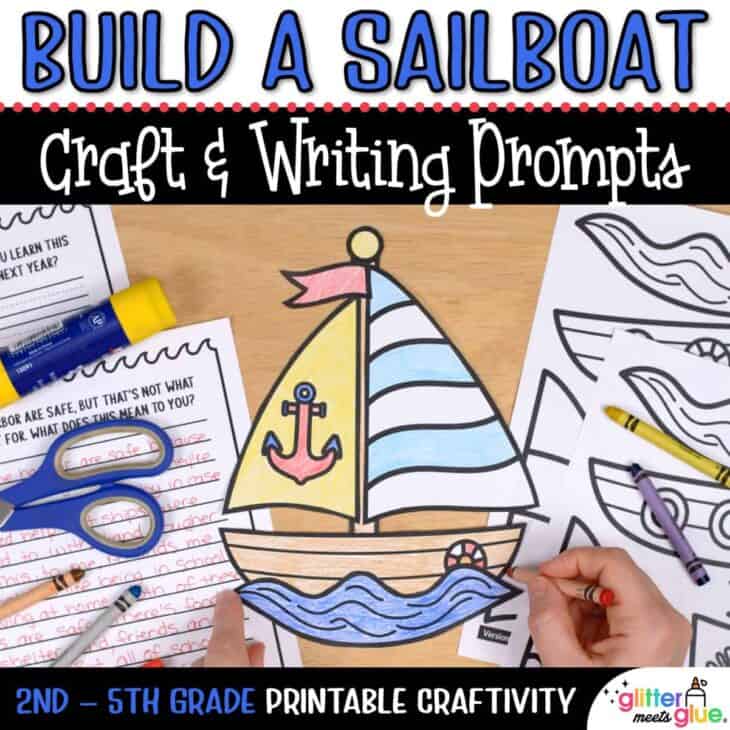 Sailboat Coloring Craft – Summer Writing Activity & Template