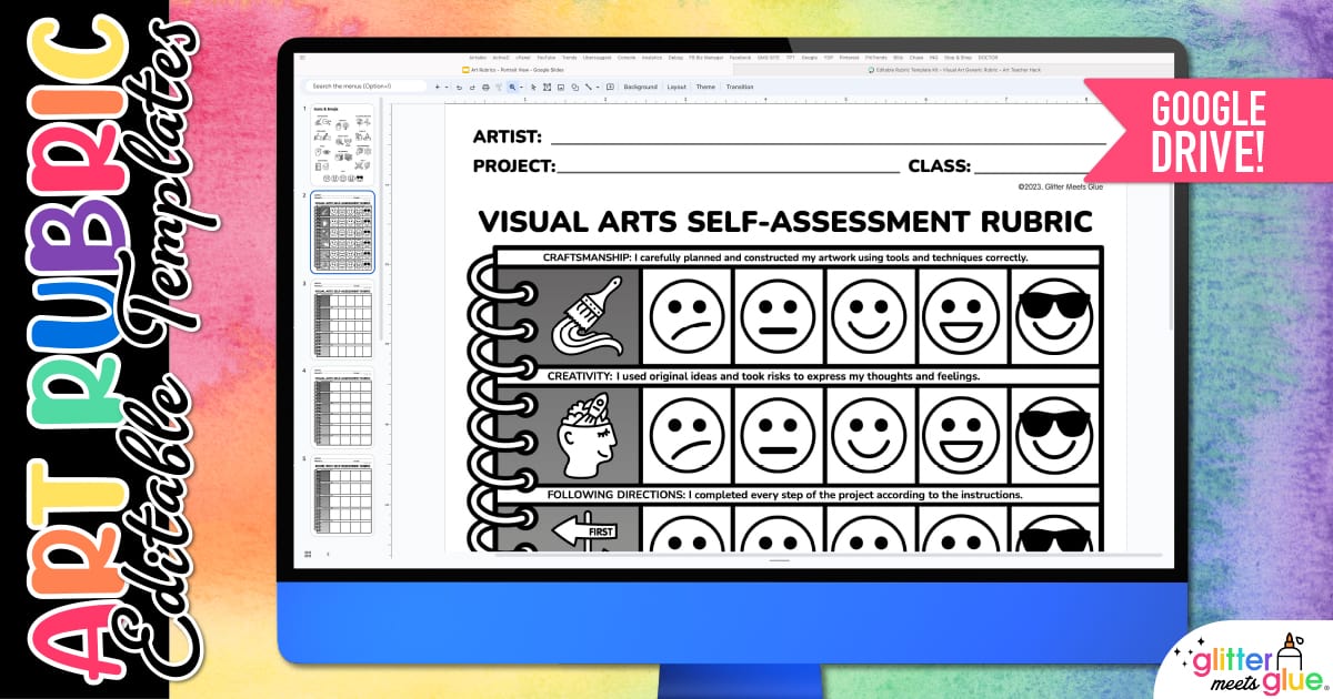 Editable Art Rubric for Elementary & Middle School – Google Slides