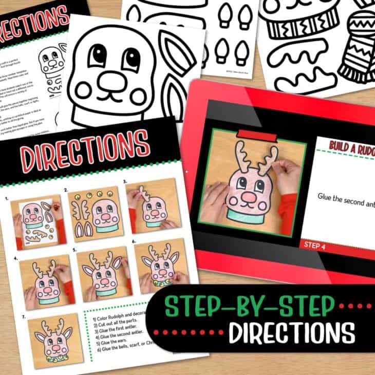 Rudolph Craft Christmas Writing Prompts & Template for December