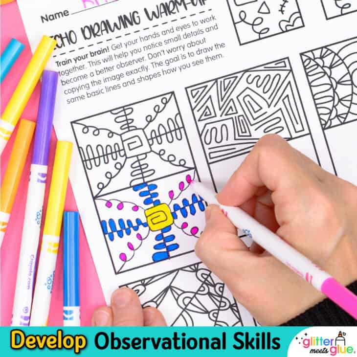 Echo Drawing Worksheets – Elementary, Middle Warm Up Activities