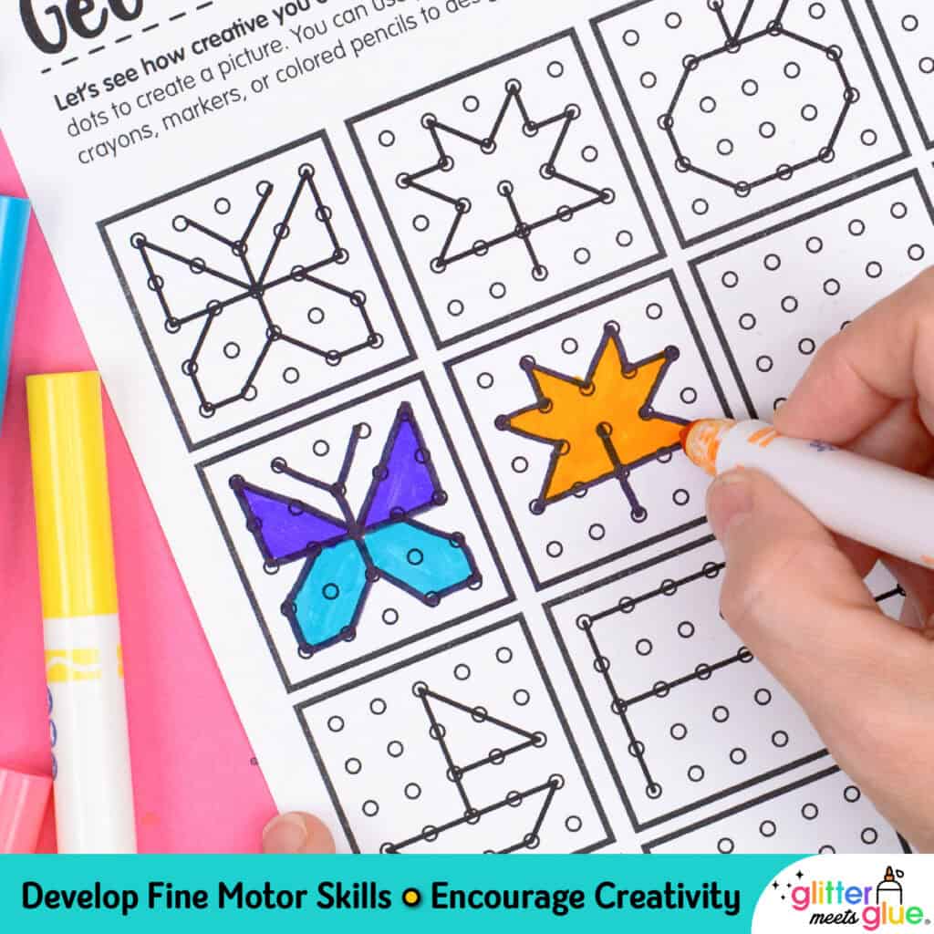 Geoboard Drawing Worksheets – Connect the Dots Activities for Kids