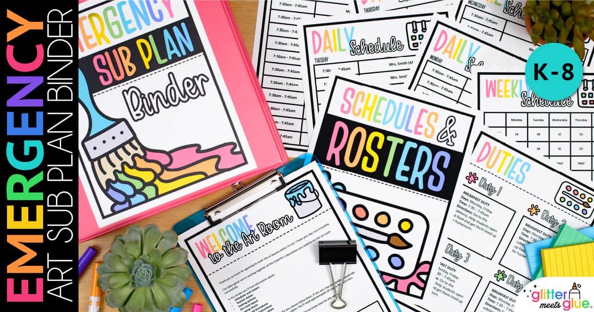 Art Sub Binder Templates % Editable Emergency Substitute Forms