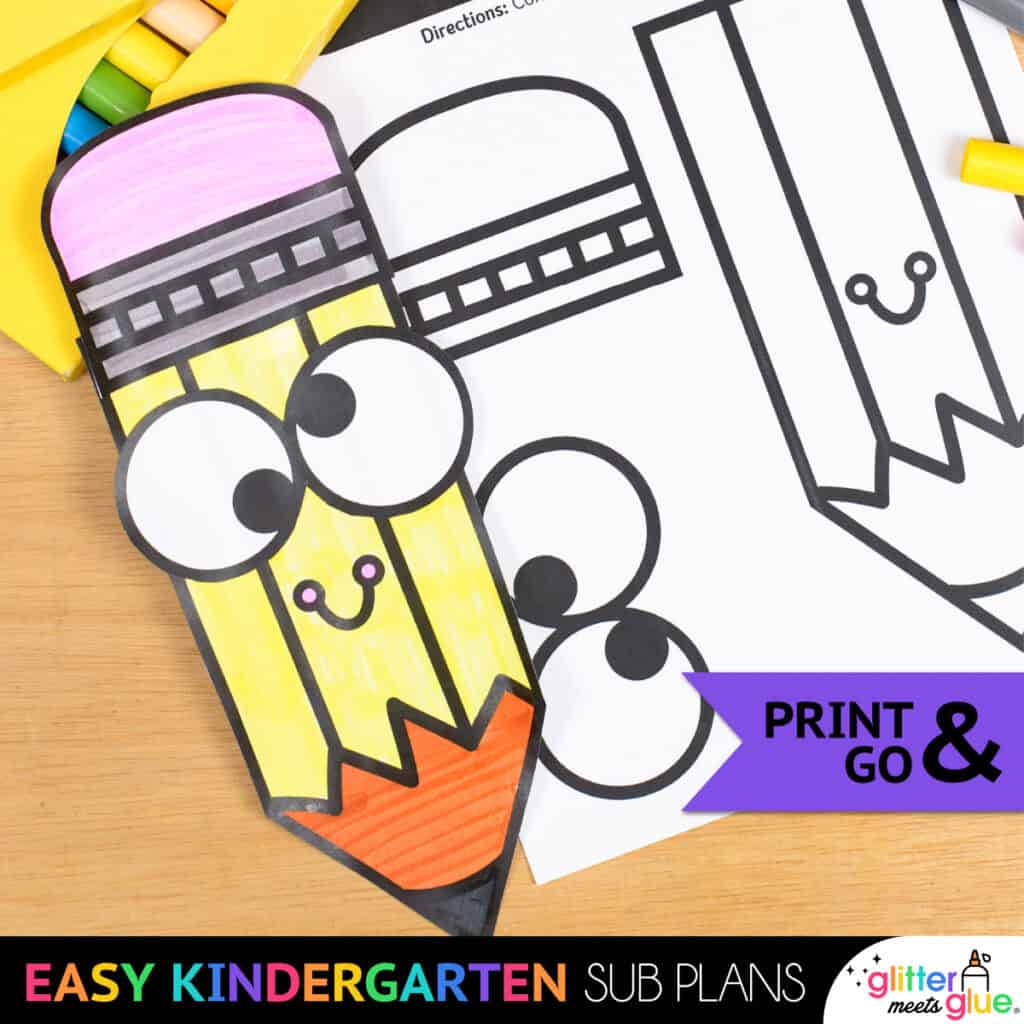 Kindergarten Art Sub Plans No Prep Emergency Coloring Crafts
