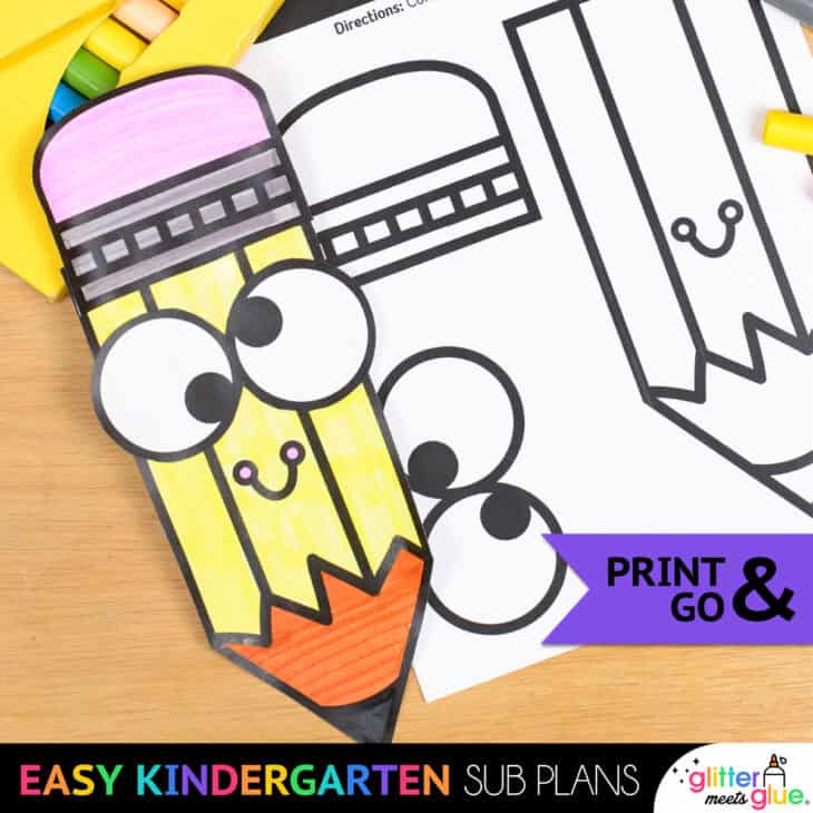 Kindergarten Art Sub Plans No Prep Emergency Coloring Crafts