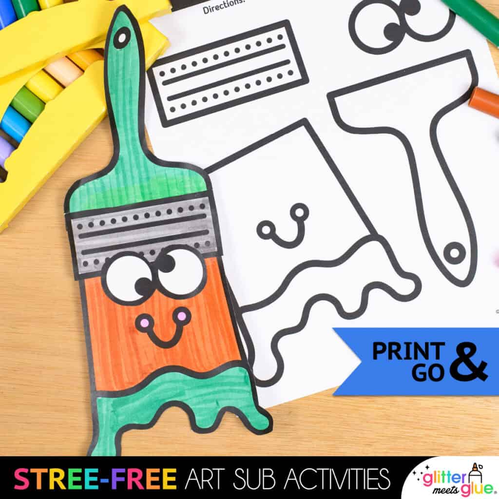 Kindergarten Art Sub Plans No Prep Emergency Coloring Crafts