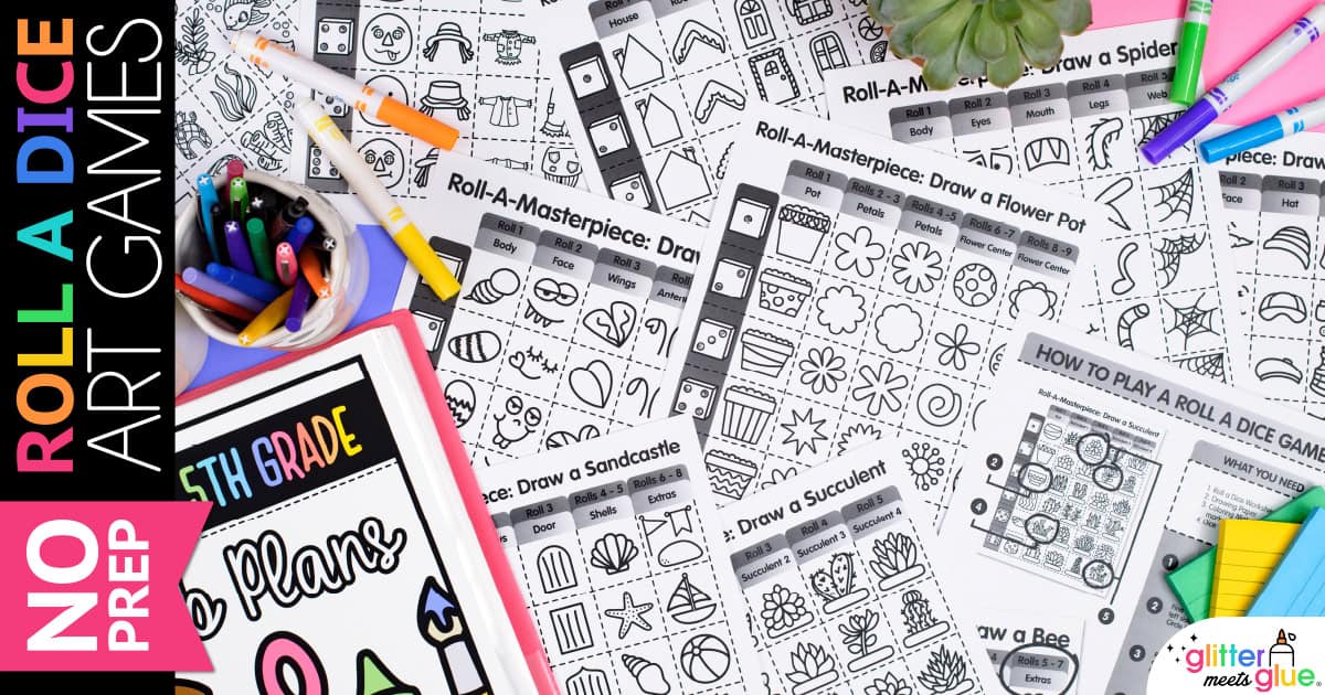 Roll and Draw Games Pack – Roll a Dice Elementary Art Sub Plans