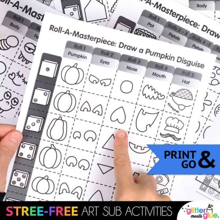Roll and Draw Games Pack – Roll a Dice Elementary Art Sub Plans