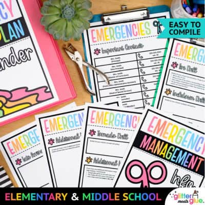 Art Sub Binder Templates % Editable Emergency Substitute Forms