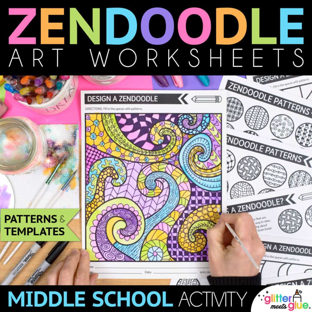 Zendoodle Art Worksheets – Middle School Fast Finisher Art Activity