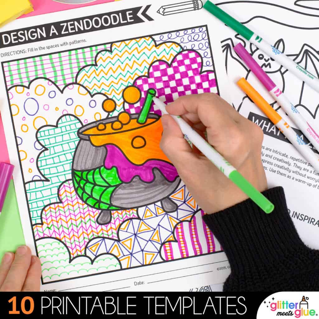 Halloween Zendoodle Art Worksheets – Fast Finisher Art Activities