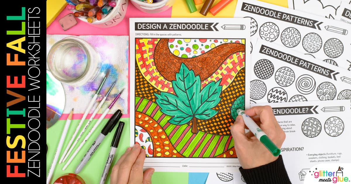 Fall Zendoodle Art Worksheets – Elementary Fast Finisher Activities