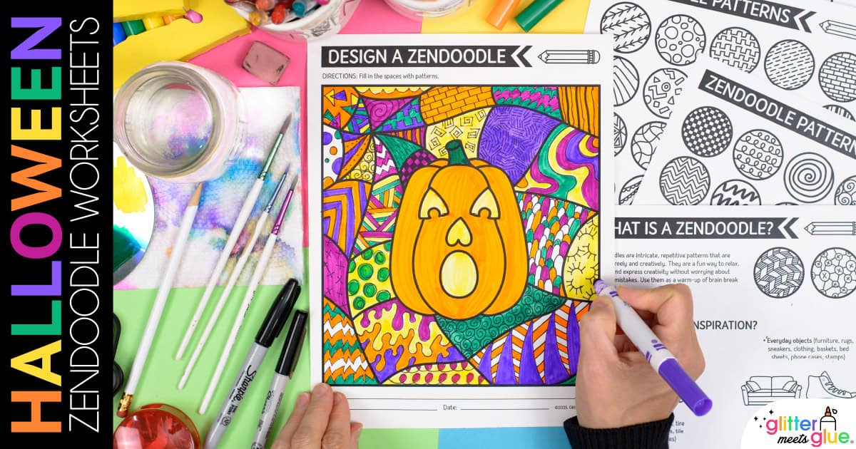 Halloween Zendoodle Art Worksheets – Fast Finisher Art Activities