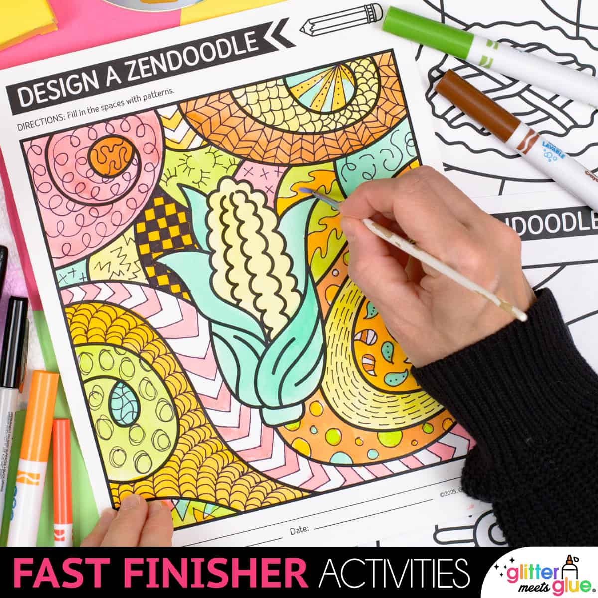 Yearlong Zendoodle Art Worksheet Bundle – Fast Finisher Activities