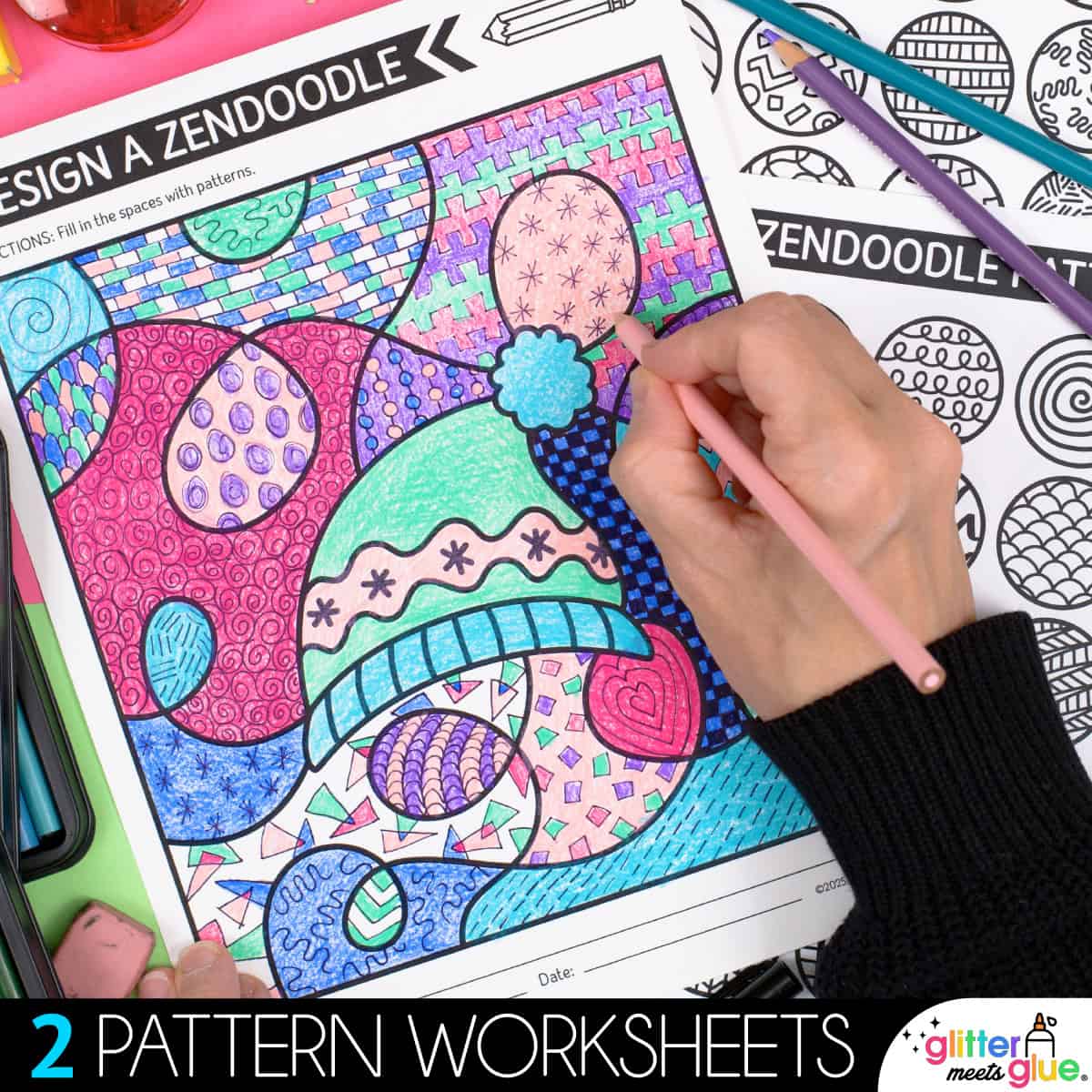 Winter Zendoodle Art Worksheets – 10 Fast Finisher Art Activities