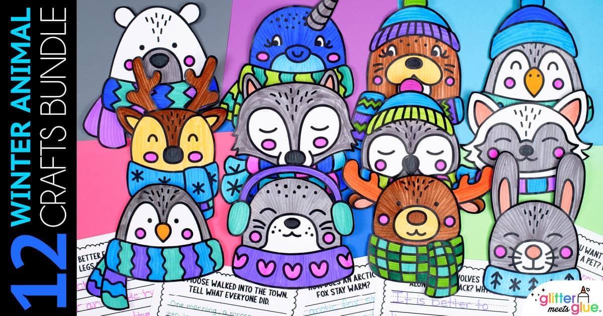 Arctic Animal Crafts Template Set – Fox, Reindeer, Moose, Penguin