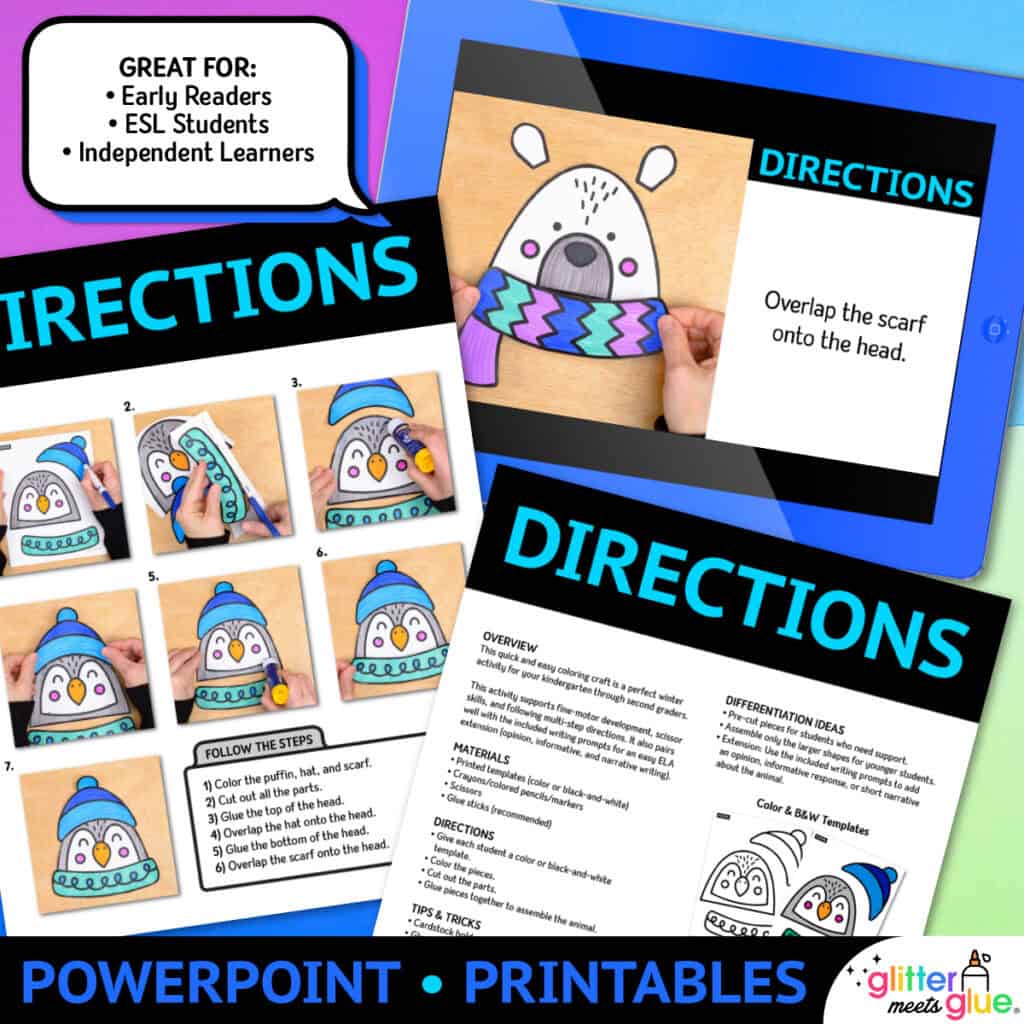 Puffin Craft Template & Prompts – Winter Arctic Animal Printables