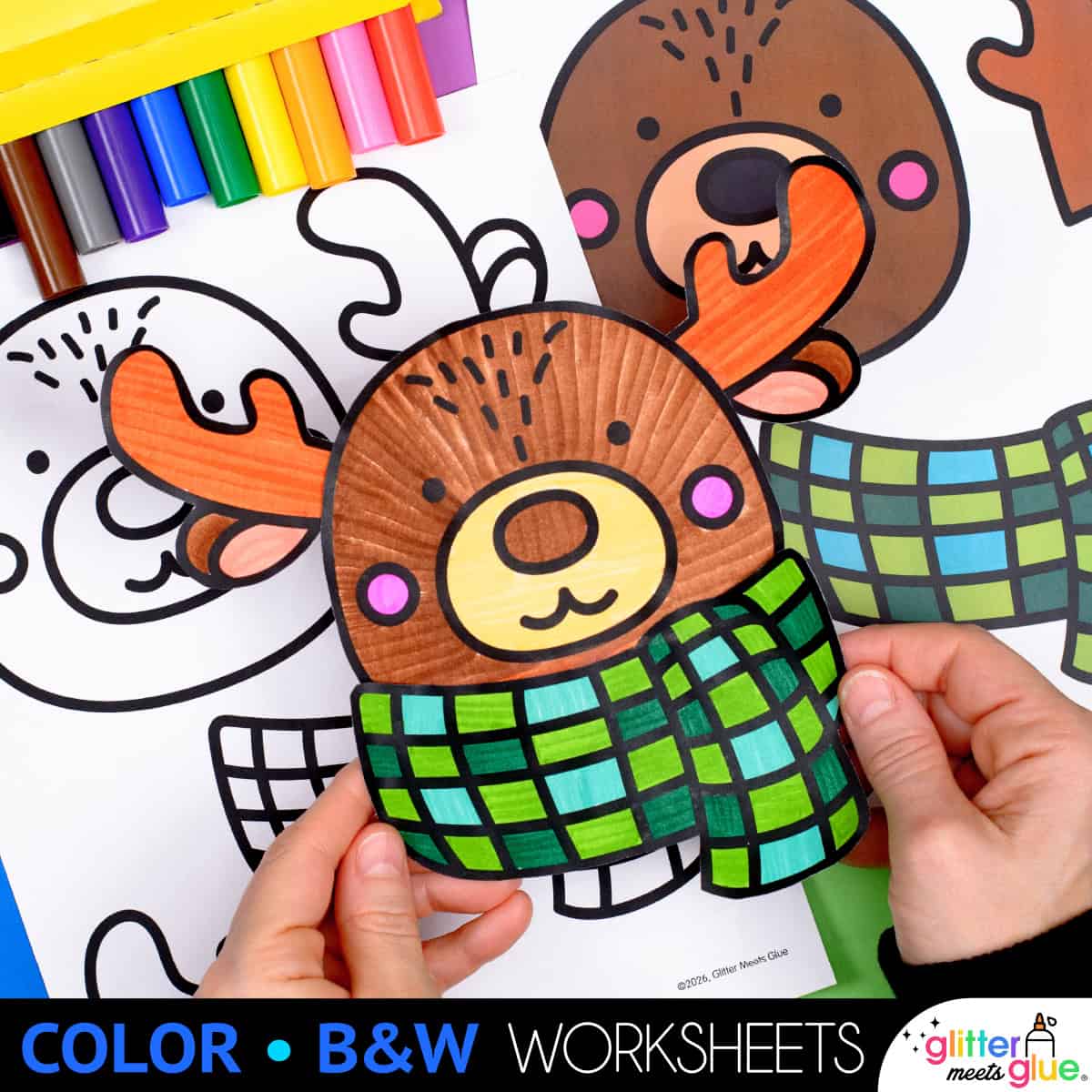 Moose Craft Template & Writing Prompts – Winter Animal Printables