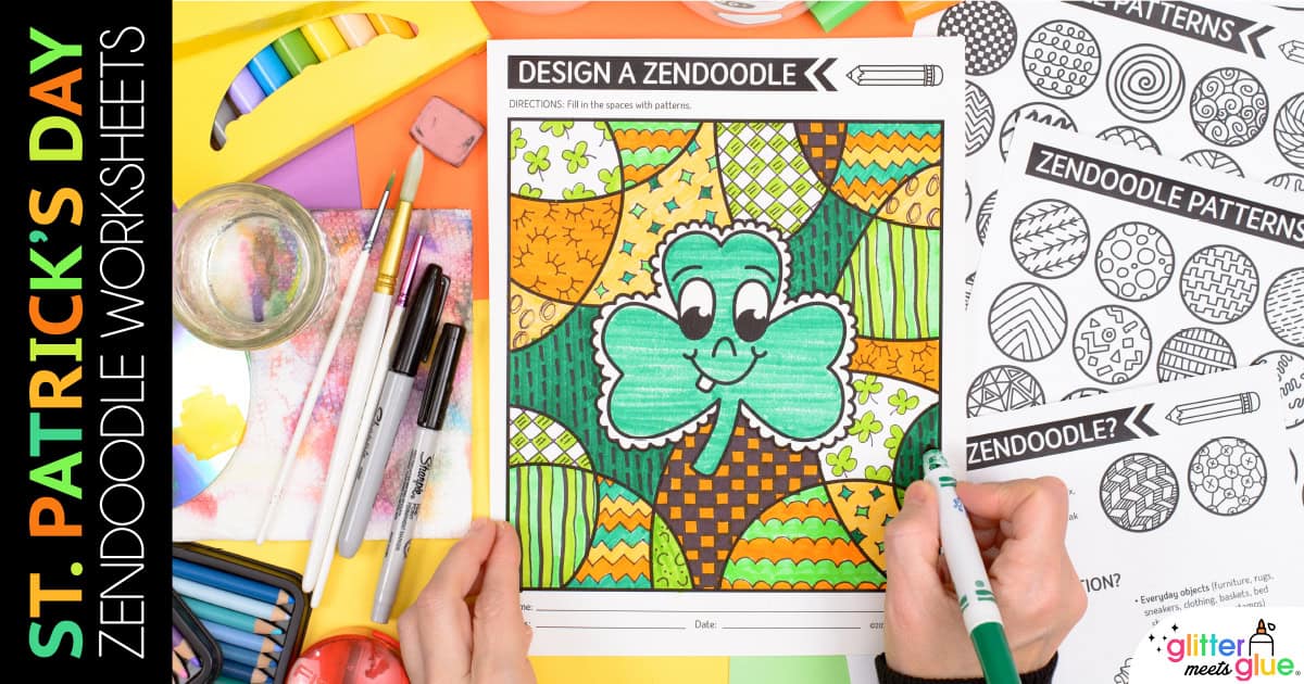 Saint Patrick's Day Zendoodle Art Worksheets Fast Finisher Activity